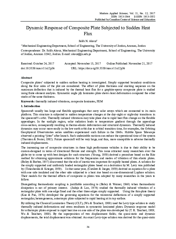 (PDF) Dynamic Response of Composite Plate Subjected to Sudden Heat Flux