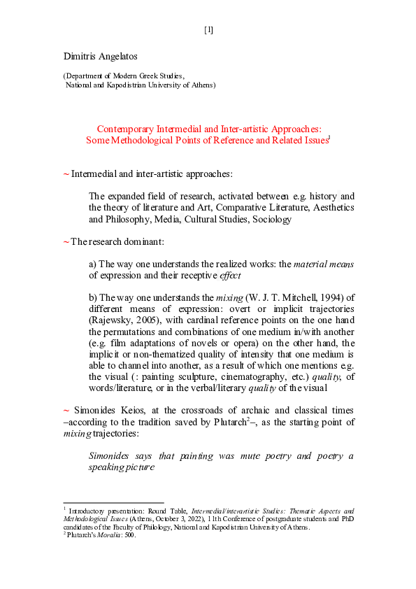 (PDF) Methodological Points of Reference in Intermedia and Inter ...