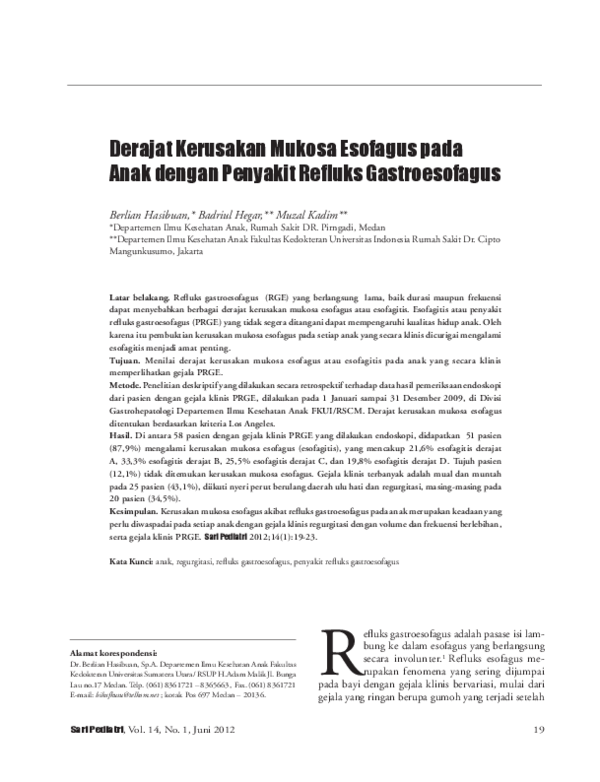 (PDF) Derajat Kerusakan Mukosa Esofagus pada Anak dengan Penyakit ...