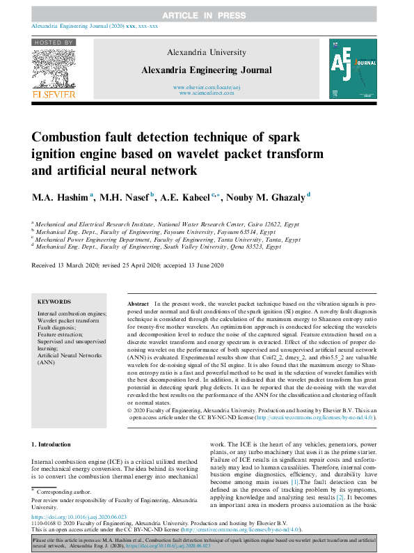 (PDF) Combustion fault detection technique of spark ignition engine based on wavelet packet ...