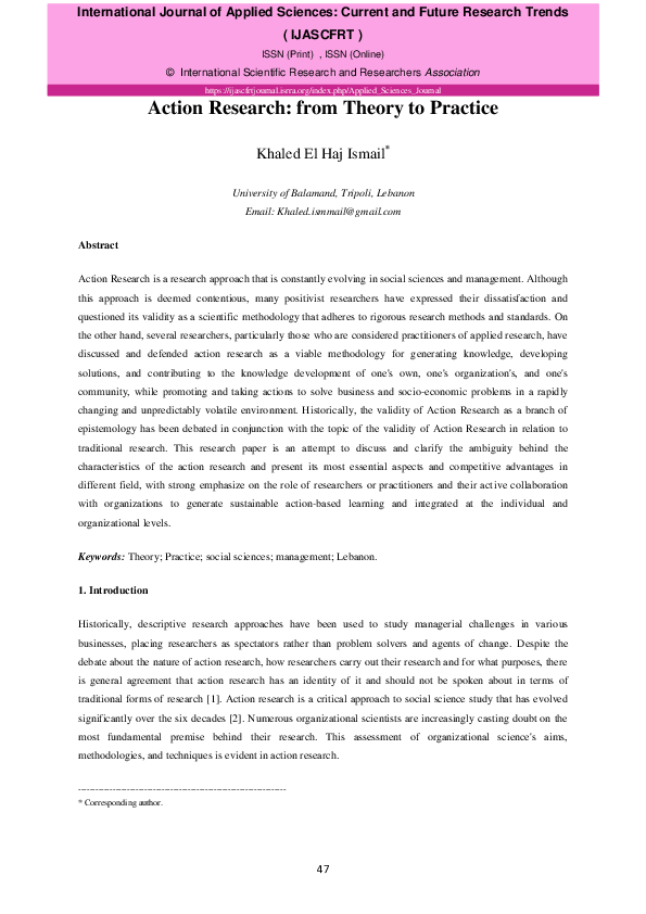 (PDF) Action Research: From Theory to Practice