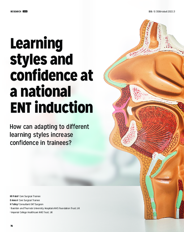 (PDF) Learning styles and confidence at a national ENT induction