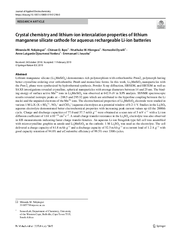 (PDF) Crystal chemistry and lithium-ion intercalation properties of ...