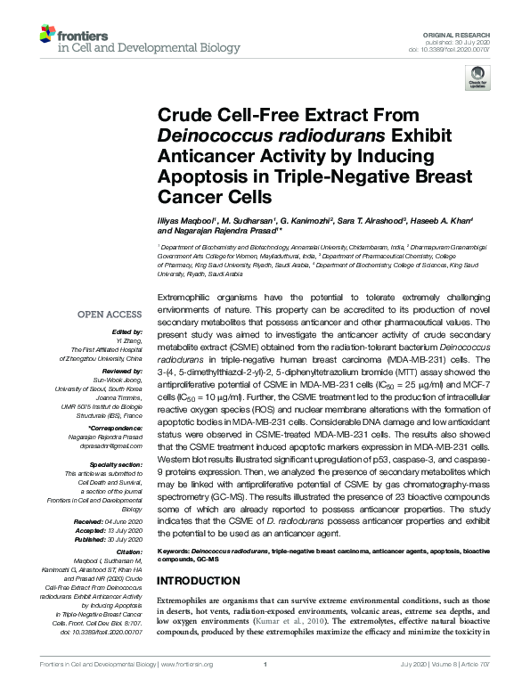 (PDF) Crude Cell-Free Extract From Deinococcus radiodurans Exhibit ...