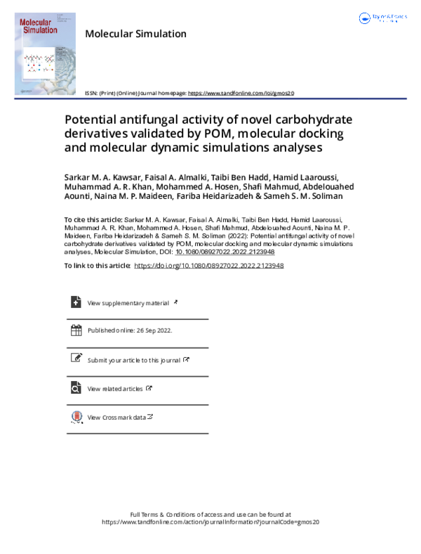(PDF) Potential antifungal activity of novel carbohydrate derivatives validated by POM ...