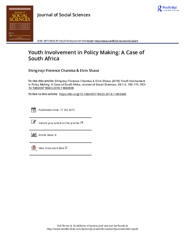 (PDF) Youth Involvement in Policy Making: A Case of South Africa