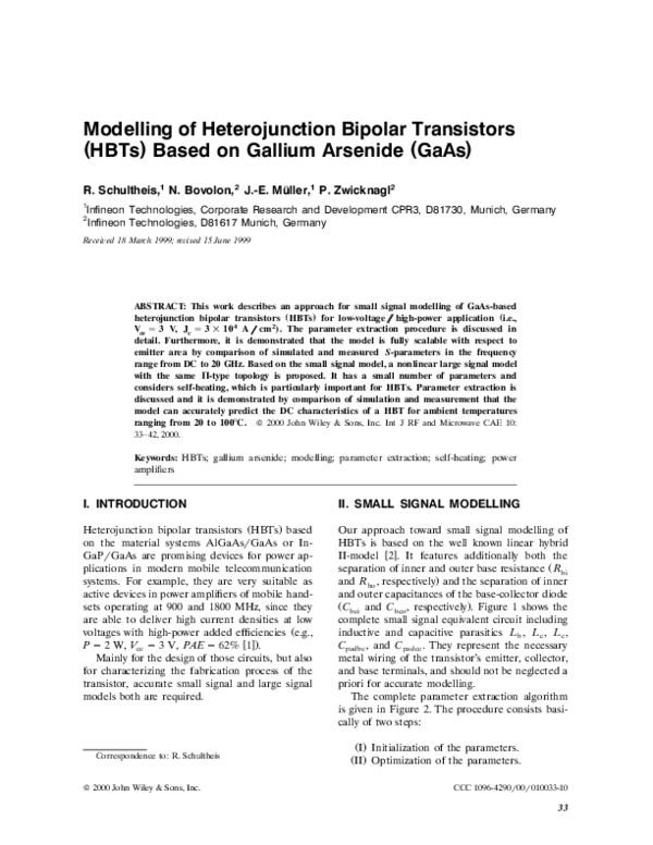 (PDF) Modelling of heterojunction bipolar transistors (HBTs) based on ...