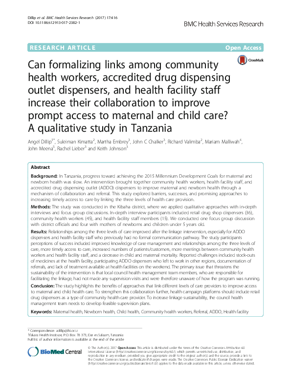 (PDF) Can formalizing links among community health workers, accredited ...