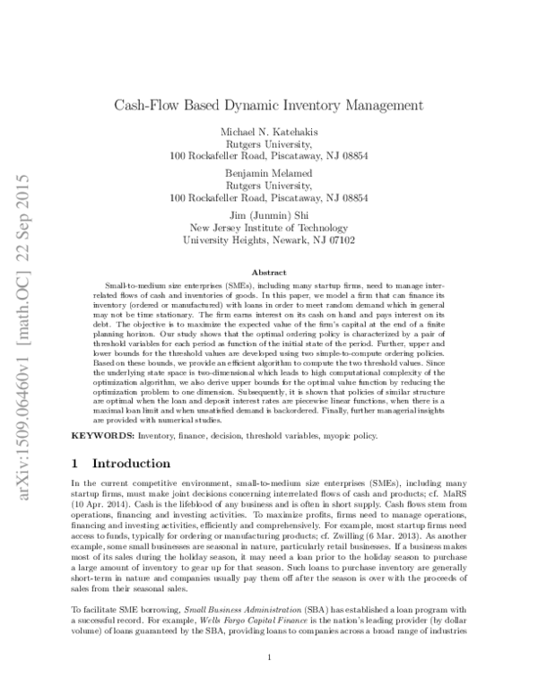 (PDF) Cash-Flow Based Dynamic Inventory Management