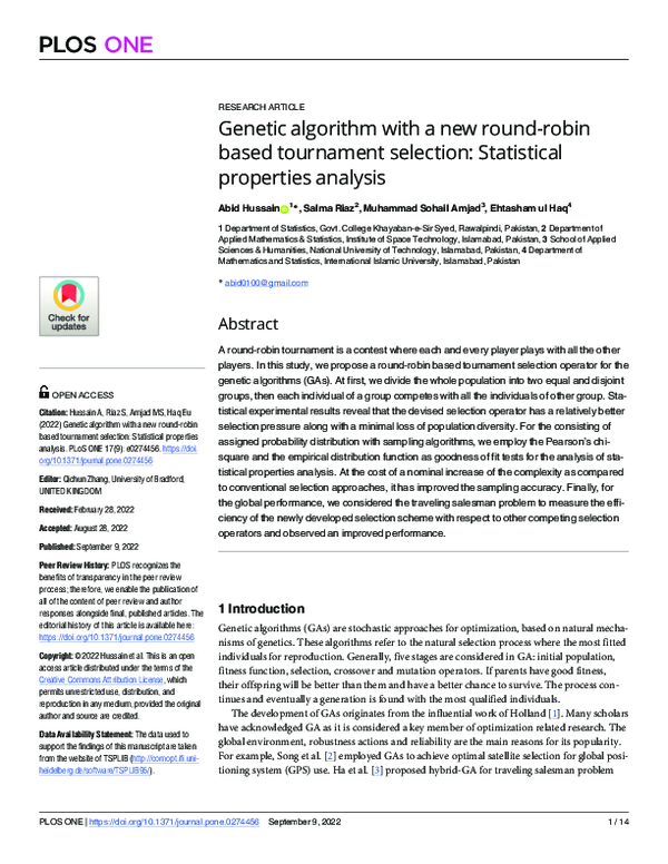(PDF) Genetic algorithm with a new round-robin based tournament ...