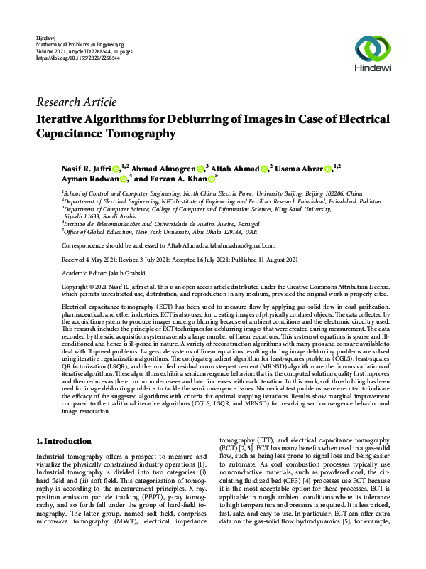 (PDF) Iterative Algorithms for Deblurring of Images in Case of Electrical Capacitance Tomography ...