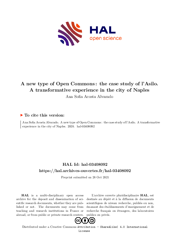 (PDF) A new type of Open Commons : the case study of l’Asilo. A ...