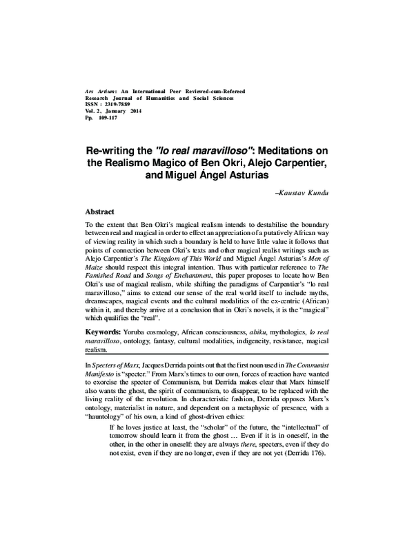 (PDF) Re-writing the "lo real maravilloso": Meditations on the Realismo ...