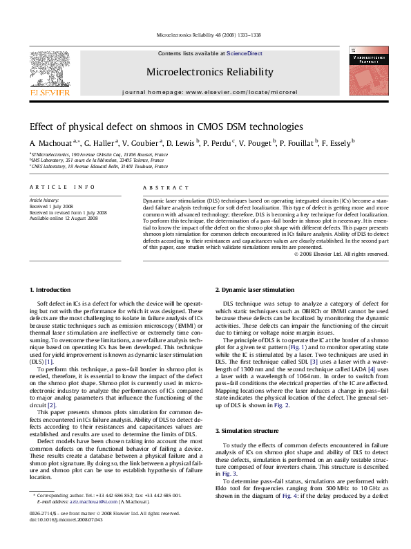 (PDF) Effect of physical defect on shmoos in CMOS DSM technologies