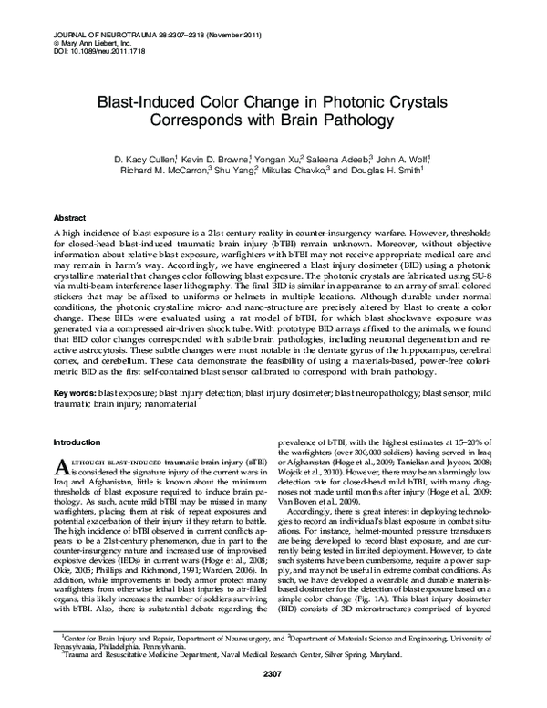 (PDF) Blast-Induced Color Change in Photonic Crystals Corresponds with ...