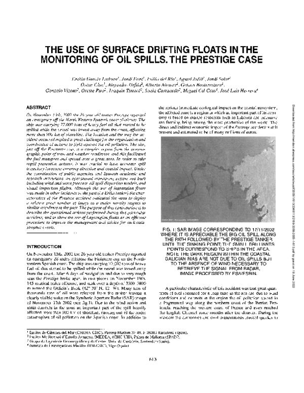 (PDF) The Use of Surface Drifting Floats in the Monitoring of Oil ...