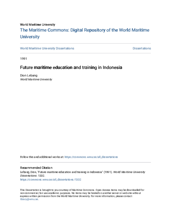 (PDF) Future maritime education and training in Indonesia