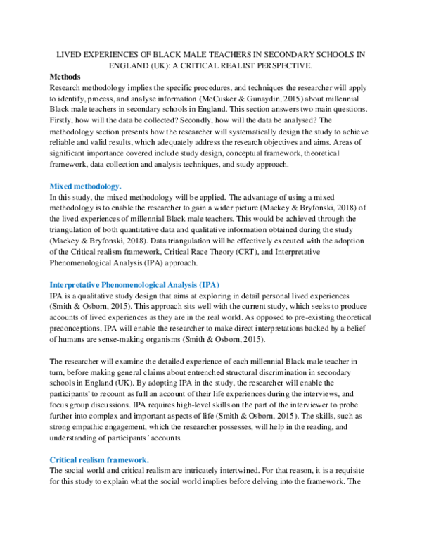 (PDF) LIVED EXPERIENCES OF BLACK MALE TEACHERS IN SECONDARY SCHOOLS IN ENGLAND (UK): A CRITICAL ...