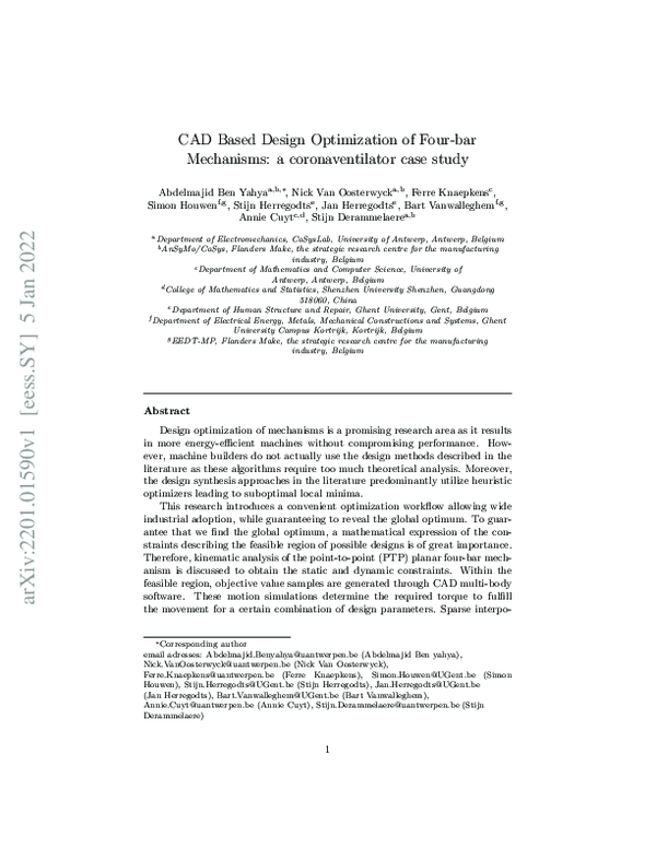 (PDF) CAD Based Design Optimization of Four-bar Mechanisms: a coronaventilator case study | jan ...
