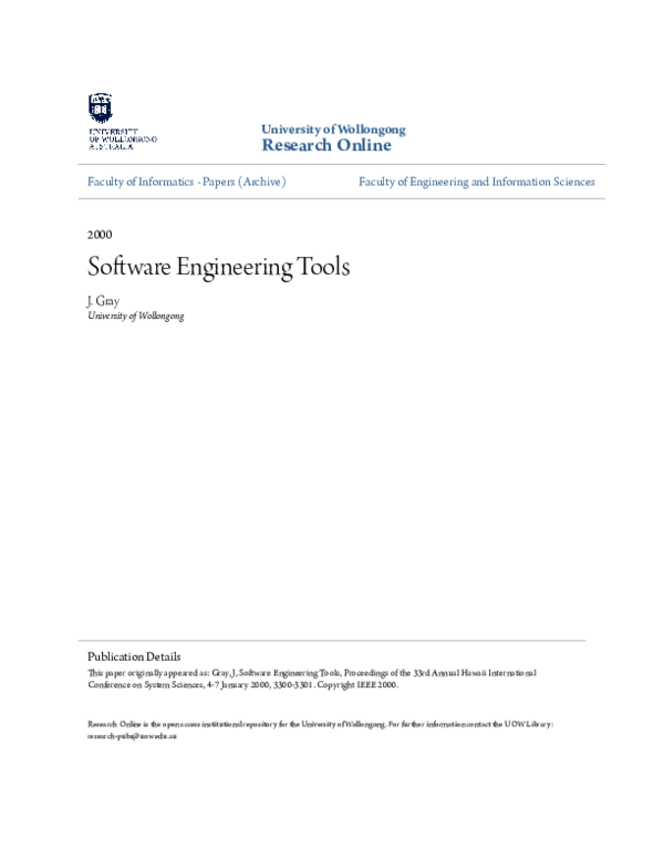 (PDF) Software engineering tools