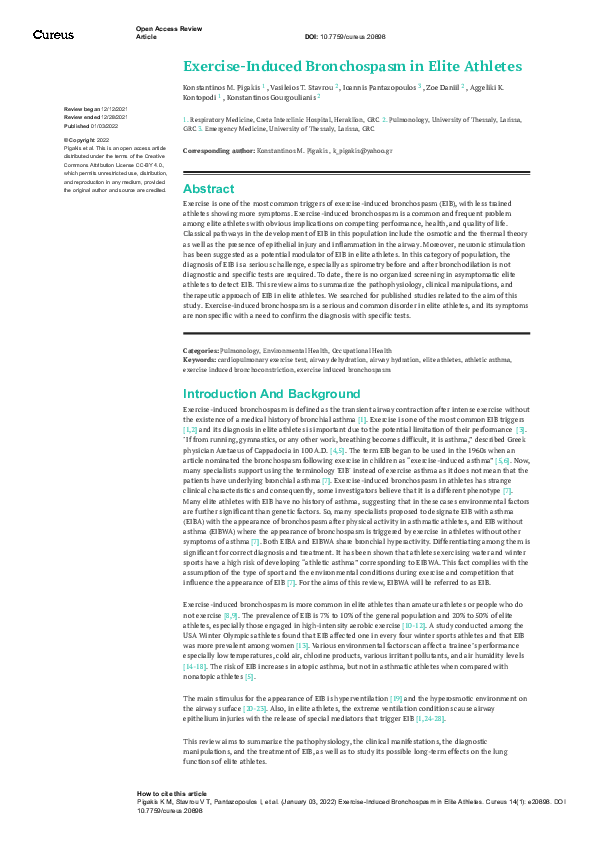 (PDF) Exercise-Induced Bronchospasm in Elite Athletes
