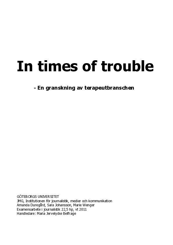 (PDF) In times of trouble