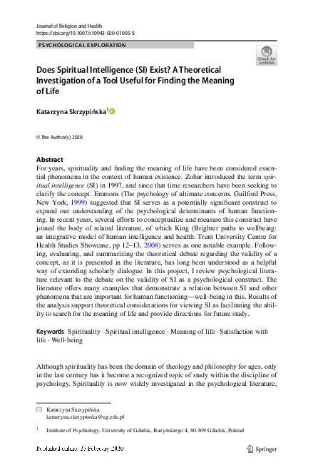 (PDF) Does Spiritual Intelligence (SI) Exist? A Theoretical ...