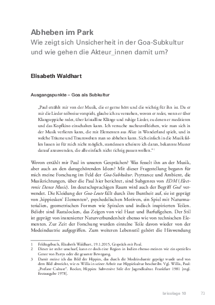 (PDF) Abheben im Park. Wie zeigt sich Unsicherheit in der Goa-Subkultur ... (PDF) Abheben im Park. Wie zeigt sich Unsicherheit in der Goa-Subkultur ...