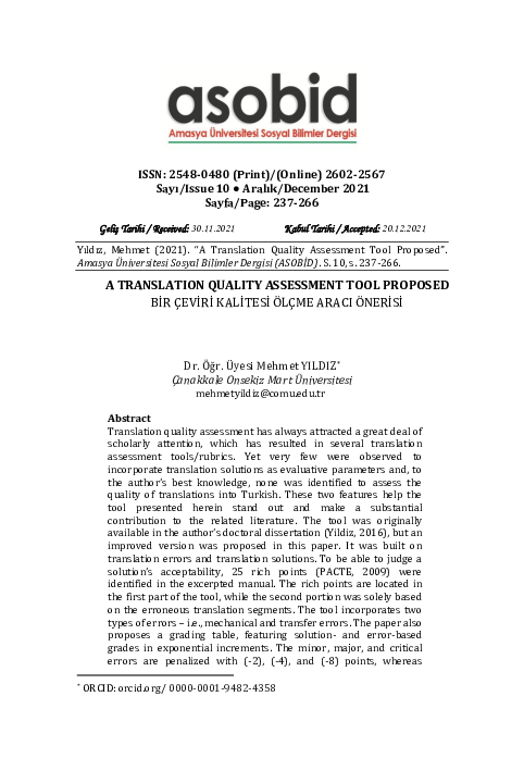 Pdf A Translation Quality Assessment Proposed