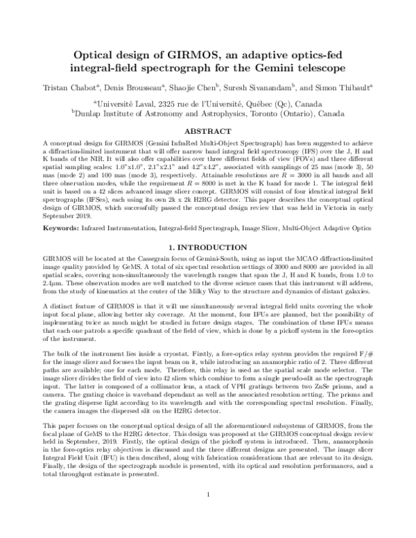 (PDF) Optical design of GIRMOS, an adaptive optics-fed integral-field ...