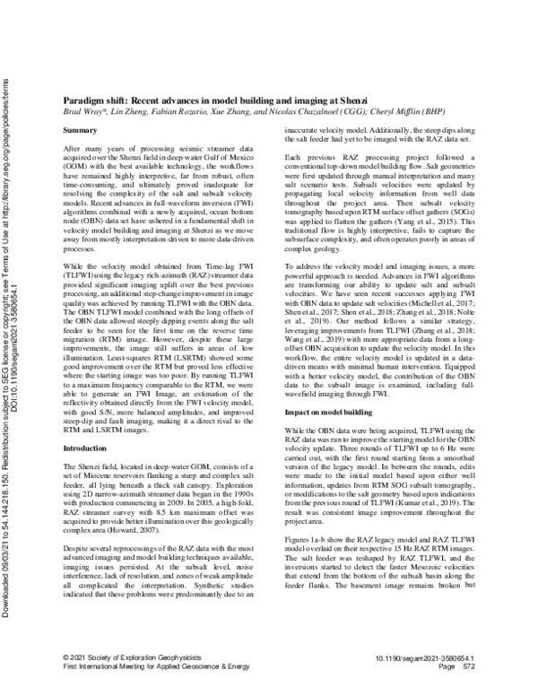 (PDF) Paradigm shift: Recent advances in model building and imaging at ...
