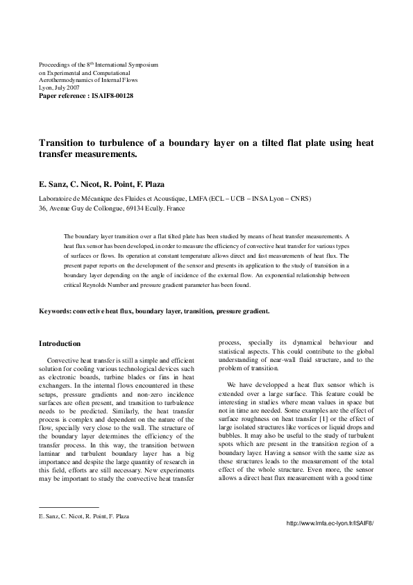 Pdf Transition To Turbulence Of A Boundary Layer On A T Ilted Flat