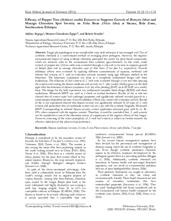 (PDF) Efficacy of Pepper Tree (Schinus molle) Extracts to Suppress ...