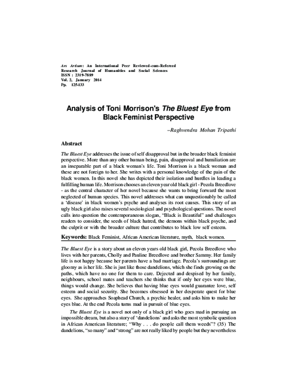 (PDF) Analysis of Toni Morrison's The Bluest Eye from Black Feminist Perspective