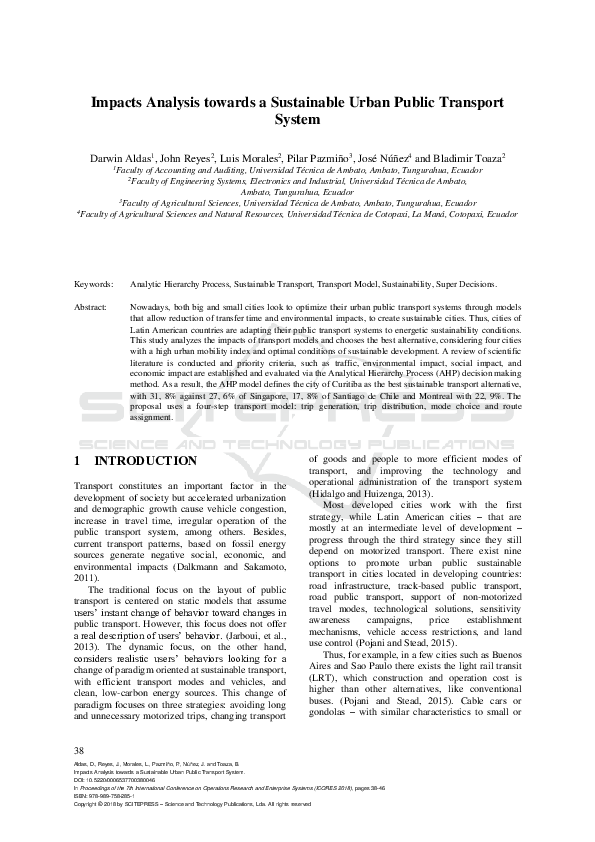 (PDF) Impacts Analysis towards a Sustainable Urban Public Transport System