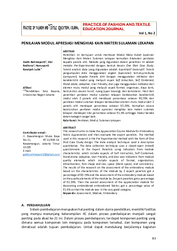 (PDF) Penilaian Modul Apresiasi Menghias Kain Materi Sulaman Lekapan ...
