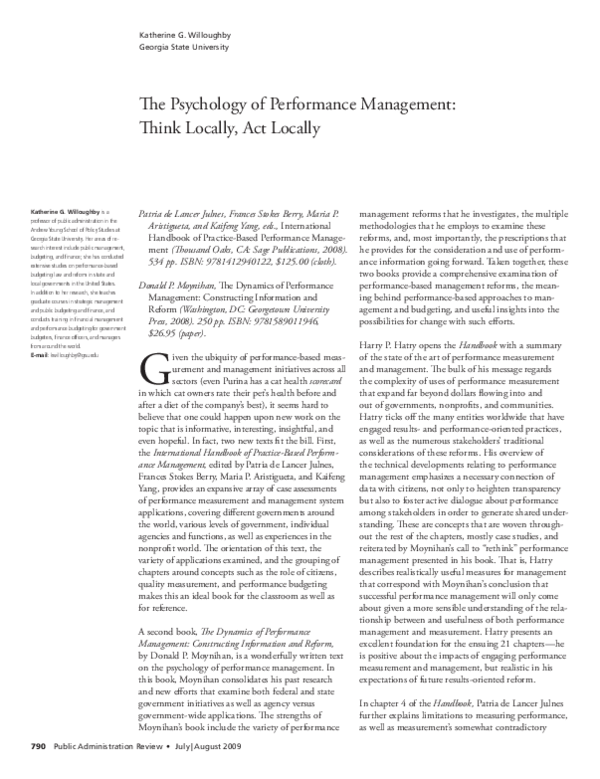 (PDF) The Psychology of Performance Management: Think Locally, Act Locally
