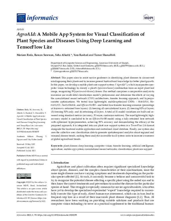 (PDF) AgroAId: A Mobile App System for Visual Classification of Plant ...