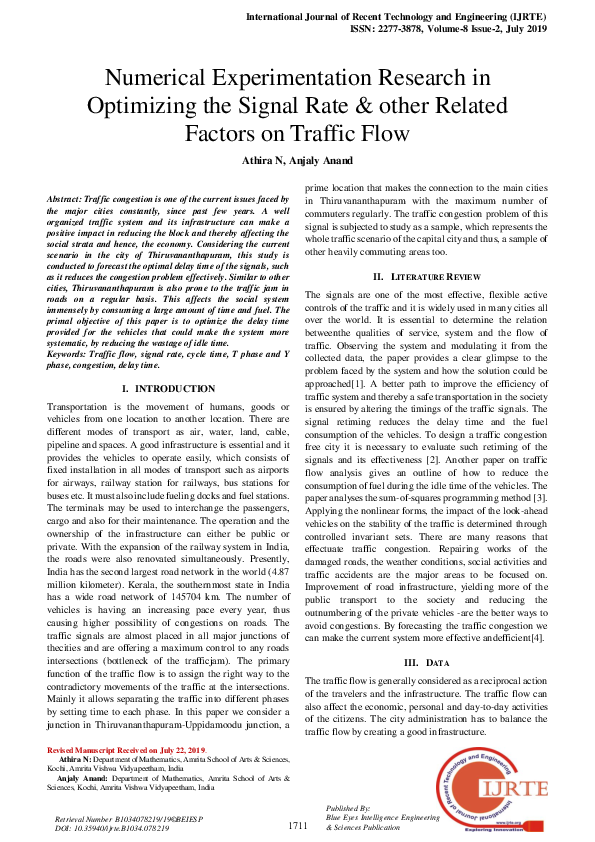 (PDF) Numerical Experimentation Research in Optimizing the Signal Rate & other Related Factors ...