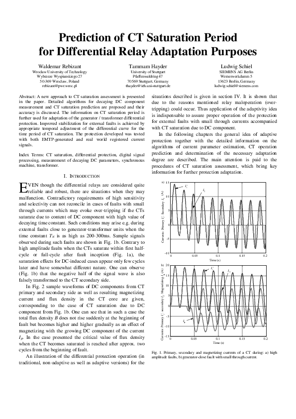 (PDF) Prediction of CT Saturation Period for Differential Relay ...
