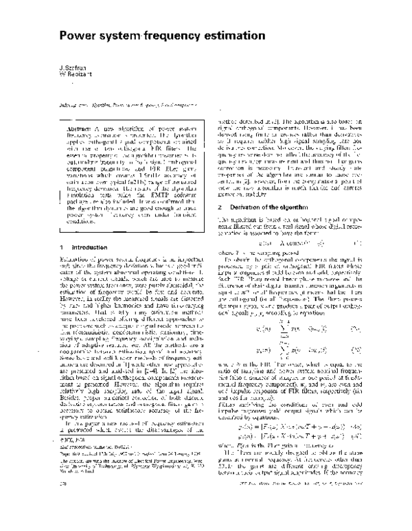 (PDF) Power system frequency estimation