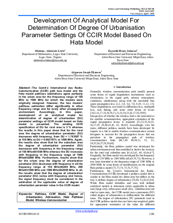(PDF) Development of Analytical Model for Determination of Degree of ...