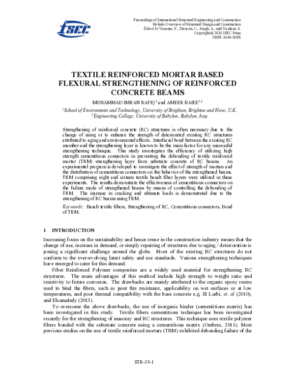 (PDF) Textile Reinforced Mortar Based Flexural Strengthening of ...