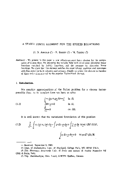 (PDF) A stable finite element for the stokes equations