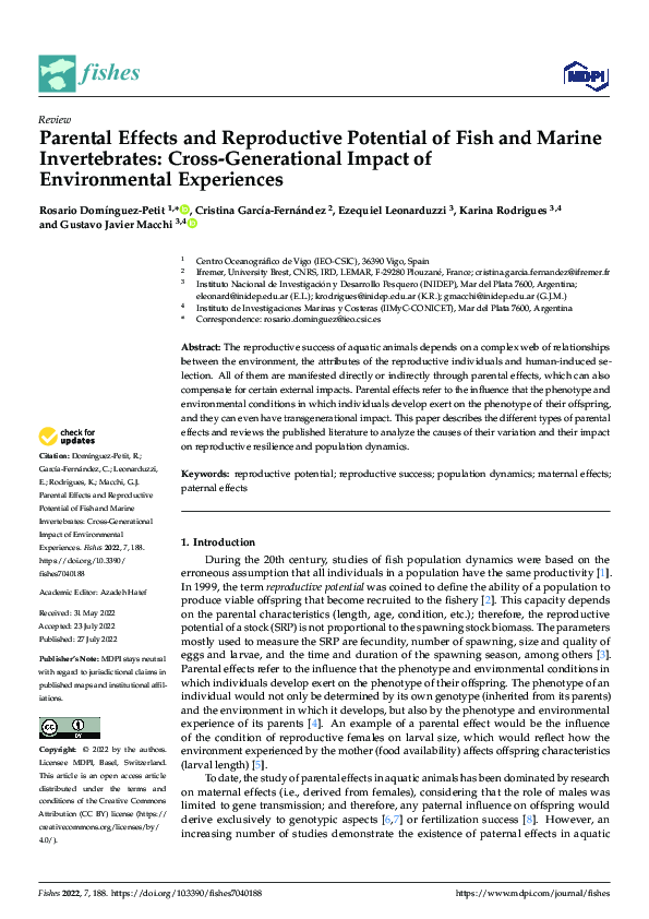 (PDF) Parental Effects and Reproductive Potential of Fish and Marine ...