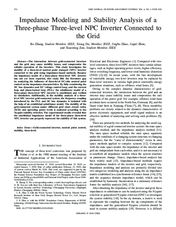 (PDF) Impedance modeling and stability analysis of three-phase three ...