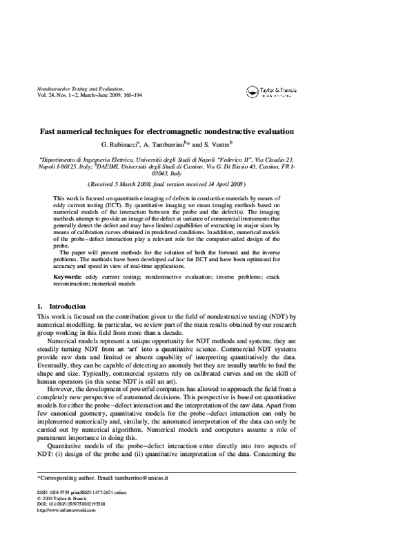 (PDF) Fast numerical techniques for electromagnetic nondestructive ...