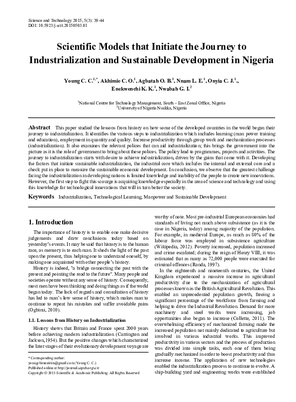 (PDF) Industrialization And Sustainable Development