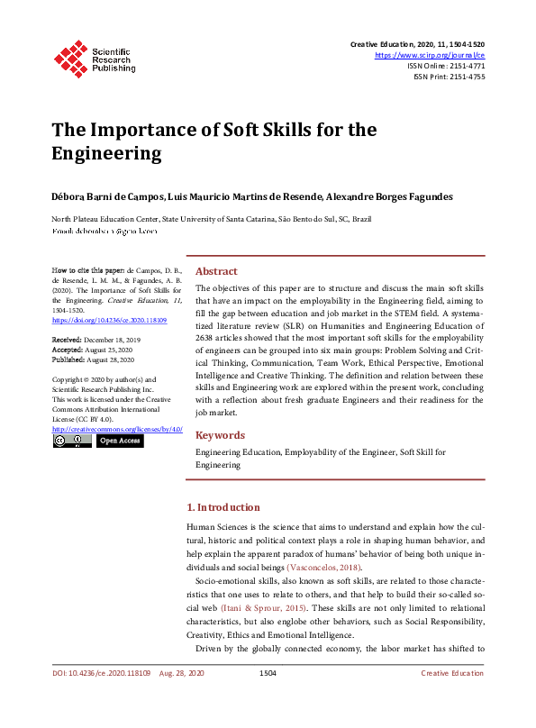 (PDF) The Importance of Soft Skills for the Engineering