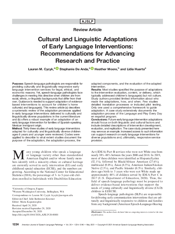 (PDF) Cultural and Linguistic Adaptations of Early Language ...